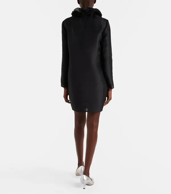 Gucci Silk Mini Dress With Ruffled Neckline