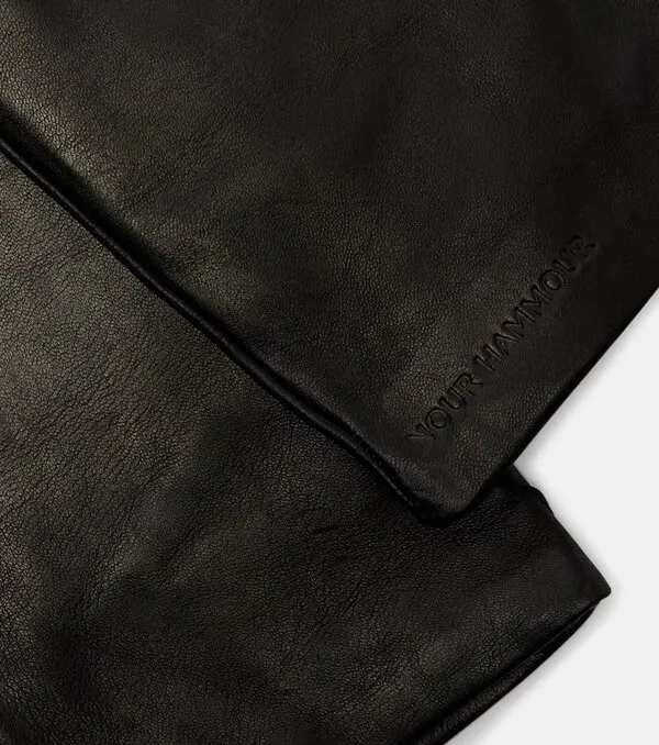Nour Hammour Leather Gloves - Black