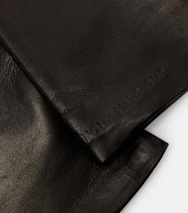 Nour Hammour Leather Gloves - Brown