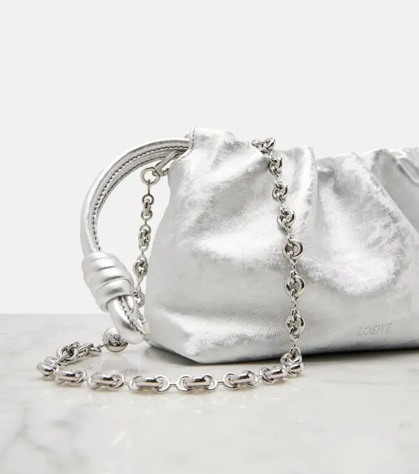 Loewe Flamenco Mini Metallic Leather Clutch