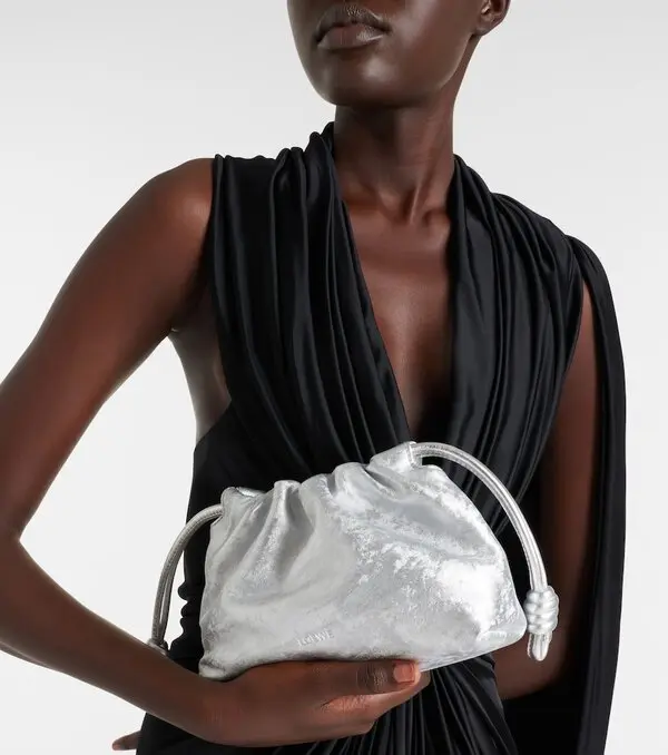 Loewe Flamenco Mini Metallic Leather Clutch