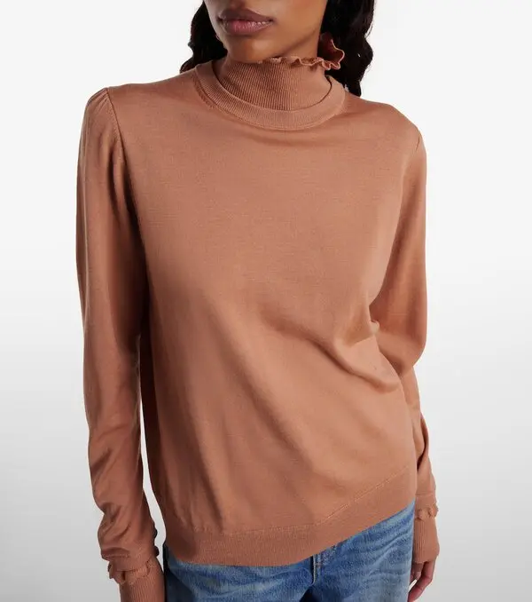 Chloé Ruffled Wool Turtleneck Sweater