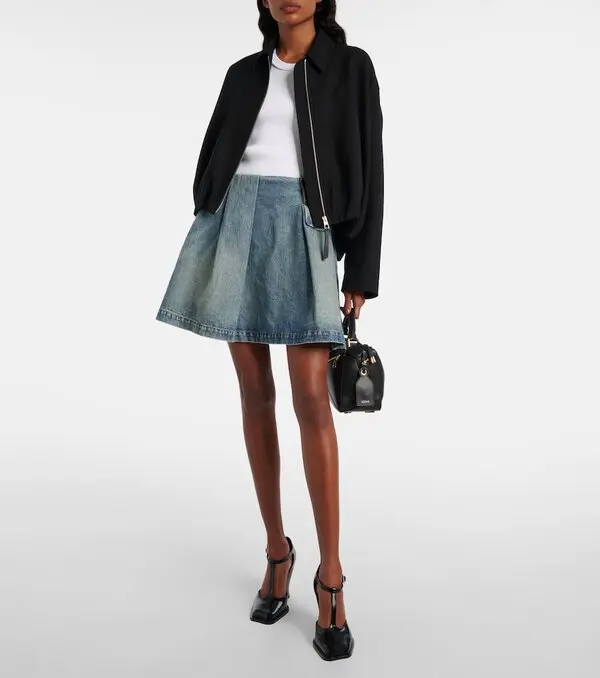 Loewe Pleated Denim Mini Skirt