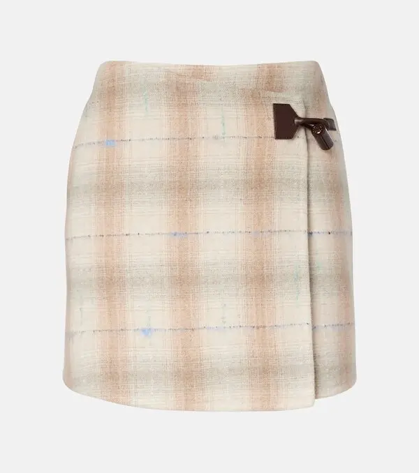 Loewe Wool, Cashmere, And Silk Miniskirt - Beige