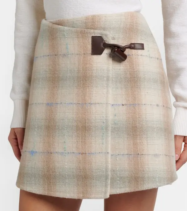Loewe Wool, Cashmere, And Silk Miniskirt - Beige