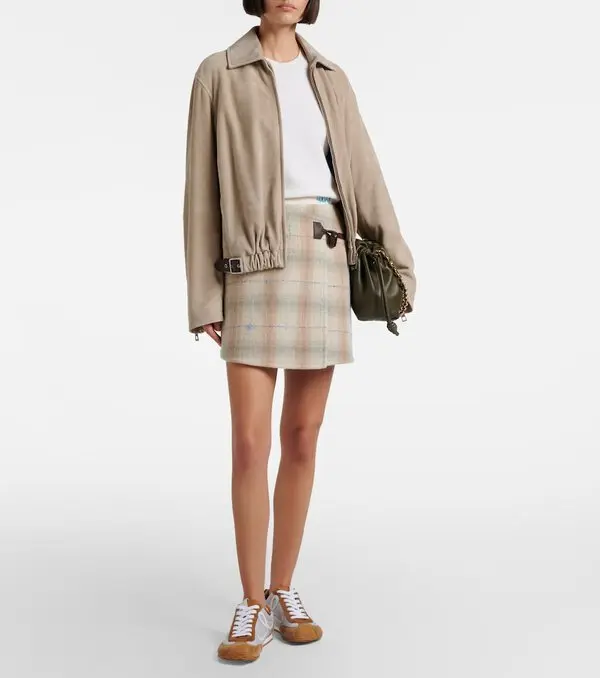 Loewe Wool, Cashmere, And Silk Miniskirt - Beige