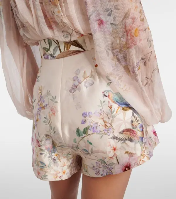 Zimmermann Rebellion Printed Silk And Cotton Shorts
