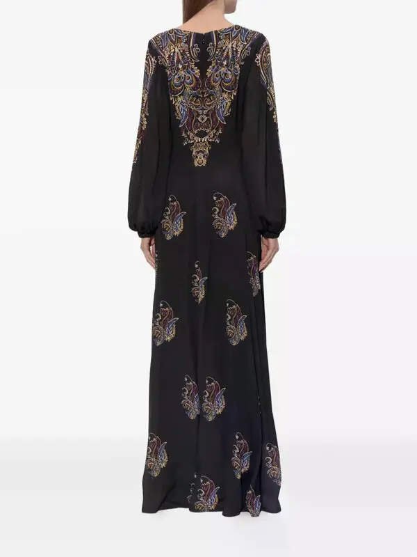Etro Paisley Print V-neck Maxi Dress