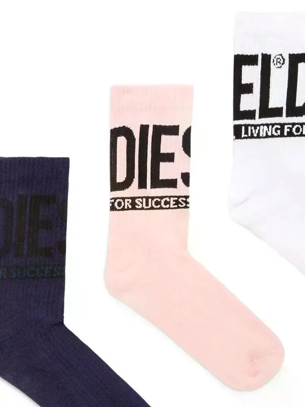 DIESEL® Logo Ribbed Socks Pack Of Three