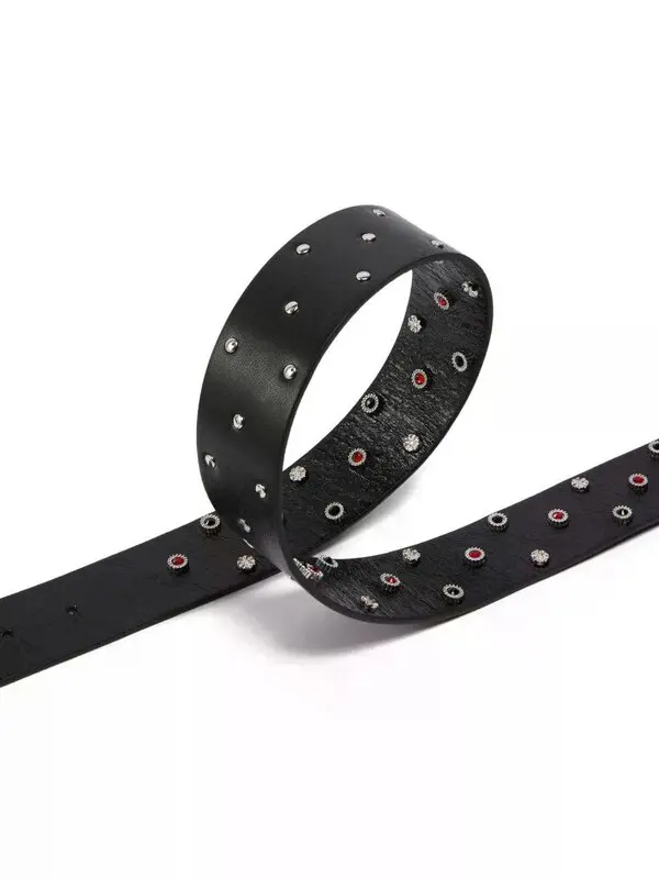 Pinko Embellished Leather Belt With Floral Buckle