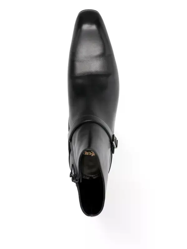 Saint Laurent Leather Buckle Detail Ankle Boots