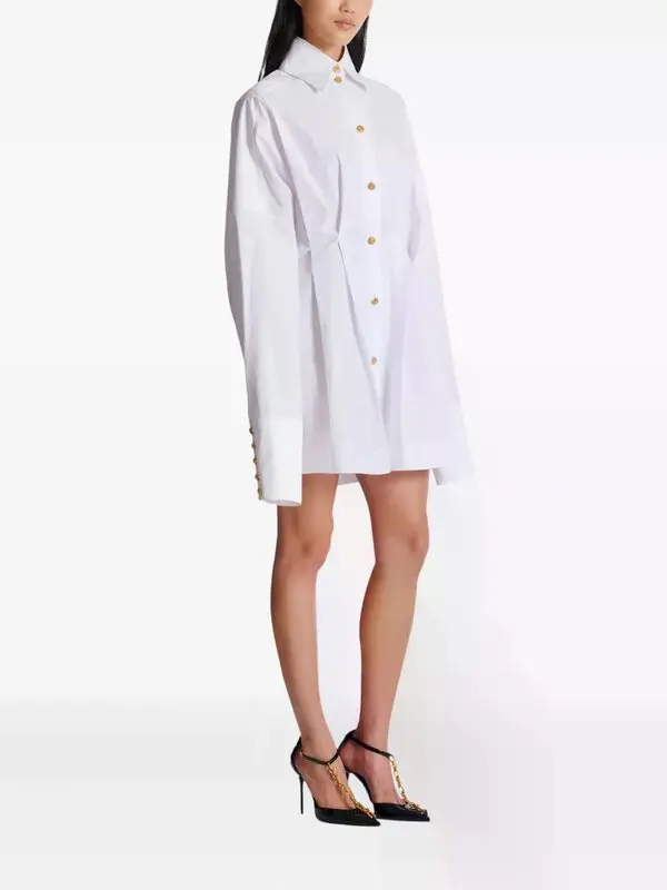 Balmain Buttoned Poplin Shirt Dress