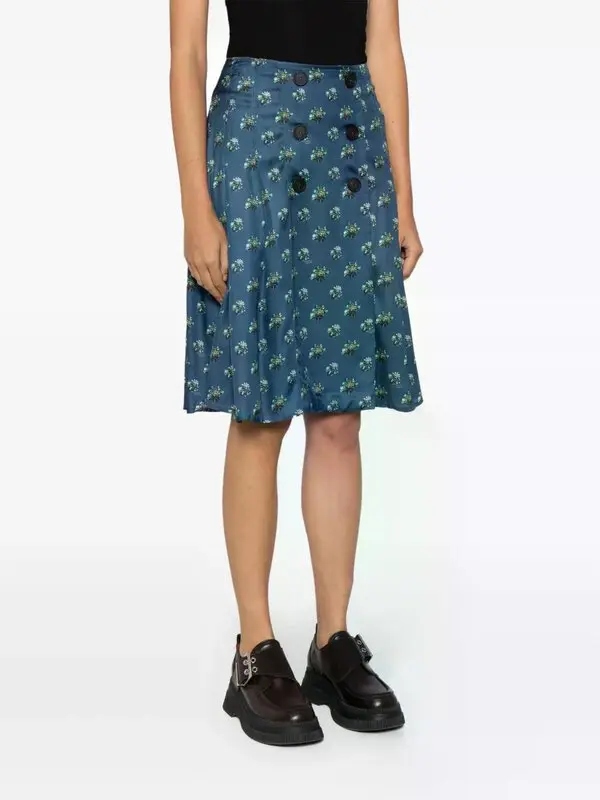 Maison Kitsuné Floral-print Wrap Skirt