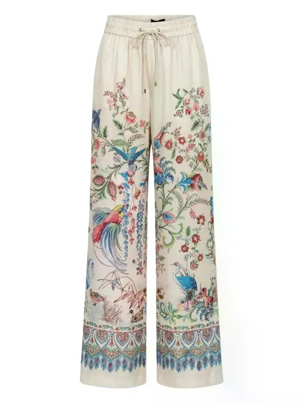Etro Floral Print Wide-leg Trousers - Neutrals
