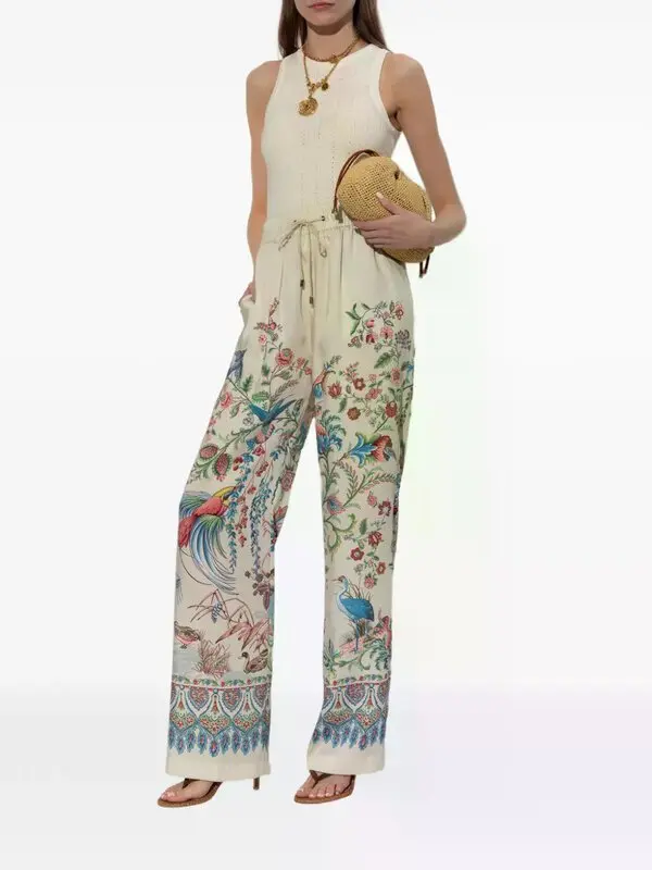 Etro Floral Print Wide-leg Trousers - Neutrals
