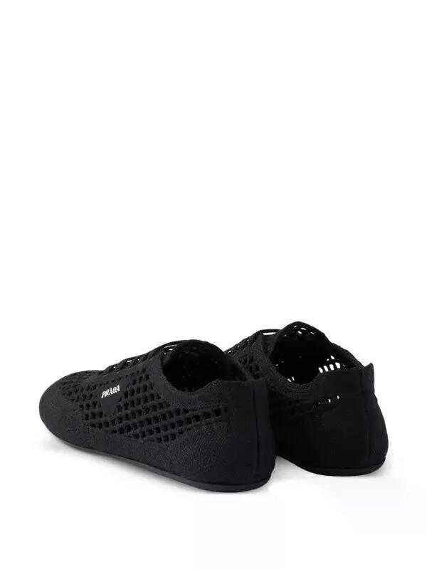 Prada Crochet Lace-up Sneakers - Black