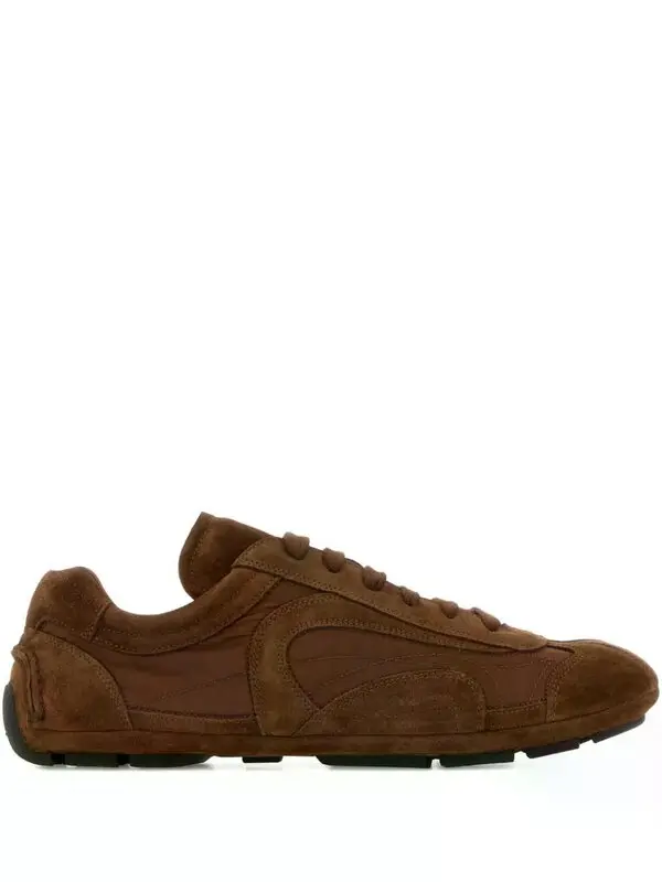 Prada Suede Panelled Lace-up Sneakers