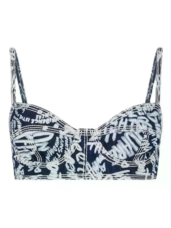 Dsquared2 Rebel Hibiscus Dark Flower Bra - Blue