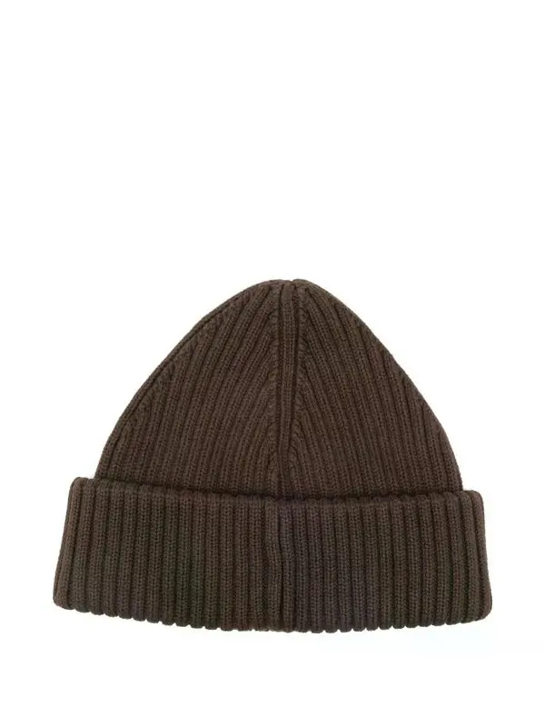 Fred Perry Ribbed Logo Patch Beanie - Brown