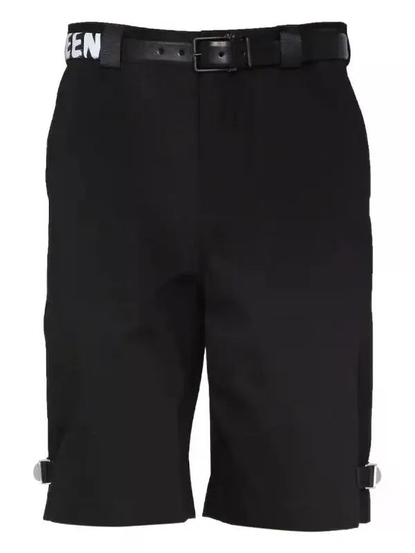 Alexander McQueen Belted Shorts With Adjustable Cuffs - Black