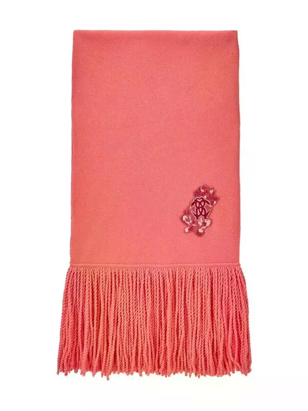 Roberto Cavalli Fringed Logo Scarf - Pink
