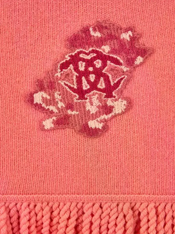 Roberto Cavalli Fringed Logo Scarf - Pink
