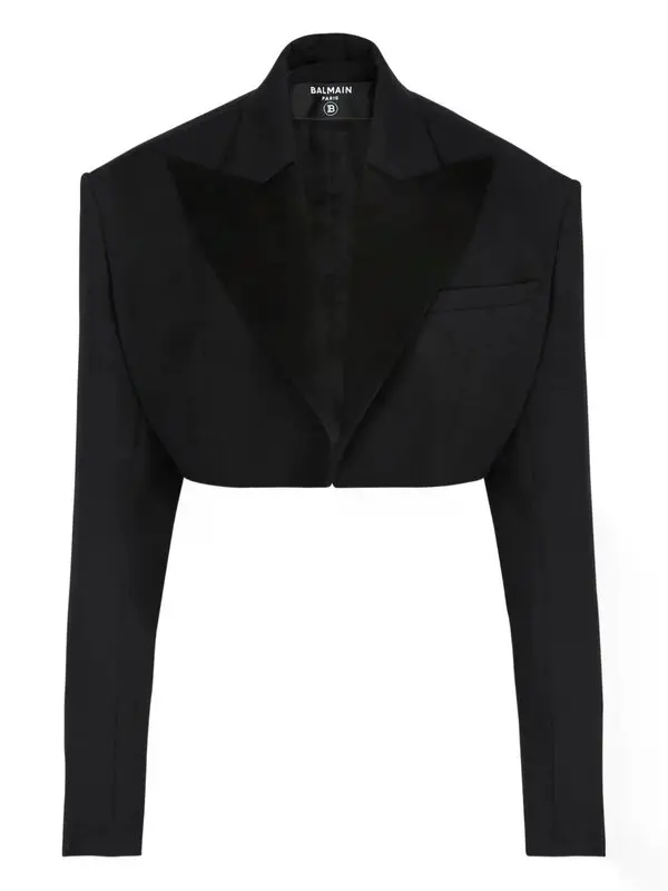 Balmain Grain-de-poudre Crop Jacket