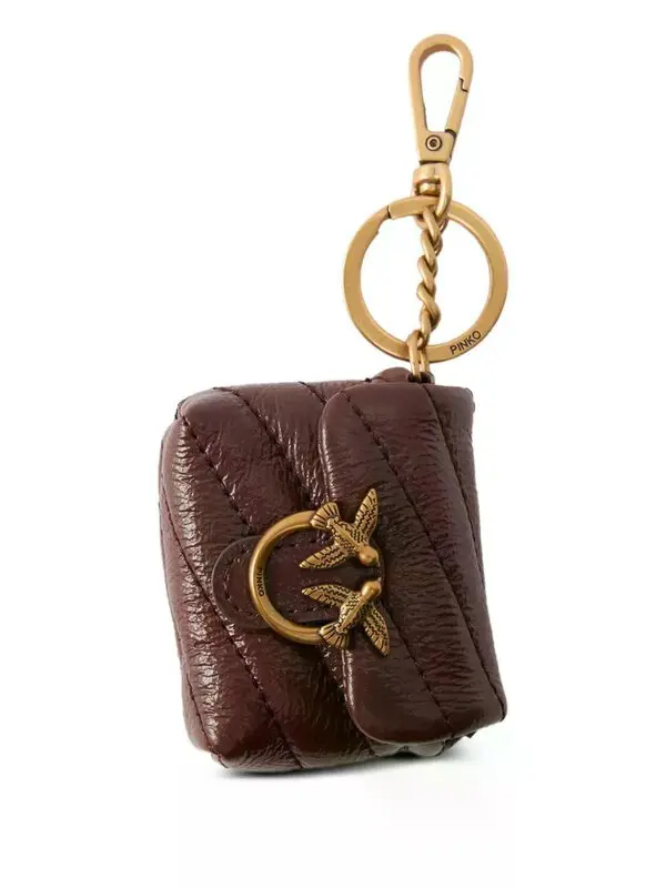 Pinko Love Quilted Birds Airpods Case - Brown