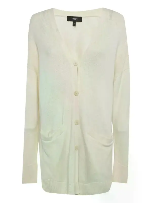 Theory Patch-detail Ribbed-knit Cardigan