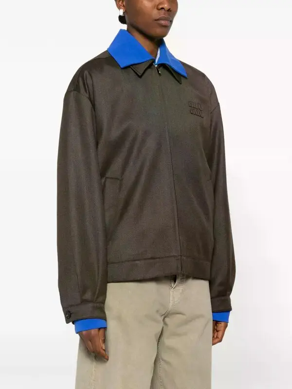 Miu Miu Zip-up Embroidered Logo Jacket