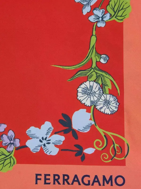 FERRAGAMO Floral-print Logo Scarf