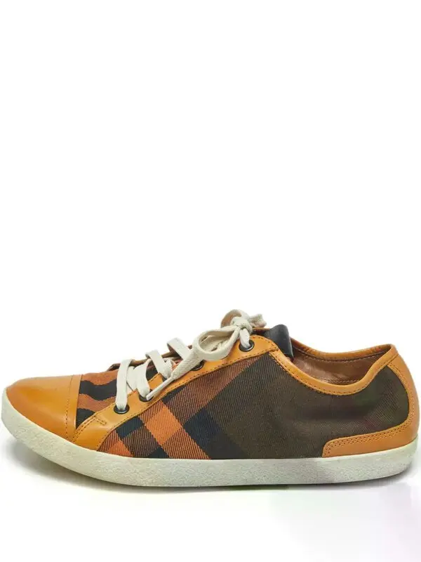 Burberry Harrowby Check Canvas Trainers - Orange