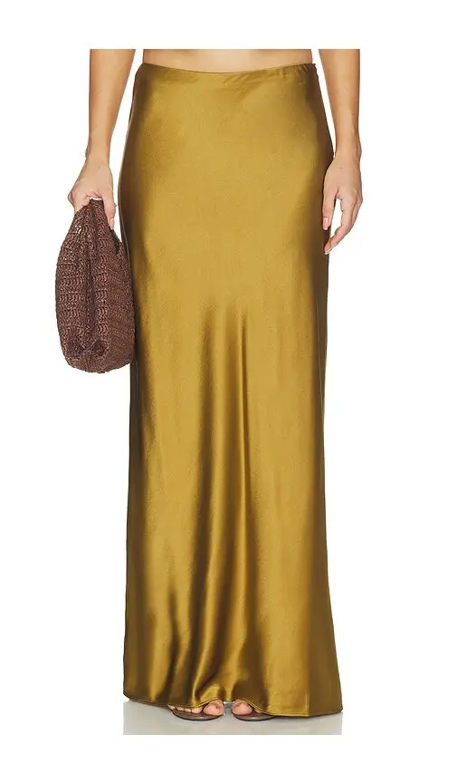 SRG Marion Silk Maxi Skirt - Olive