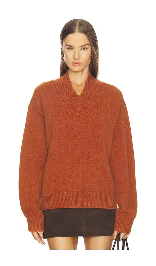 SRG Doris Cashmere V-neck Sweater - Rust