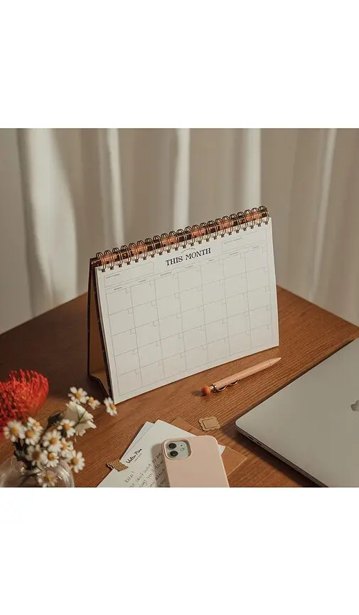 Papier Floral Gingham Monthly Desk Pad - Red