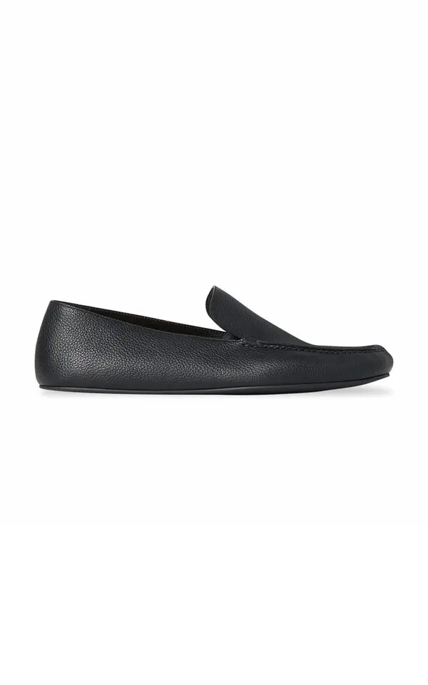 THE ROW Leo Leather Slippers - Black