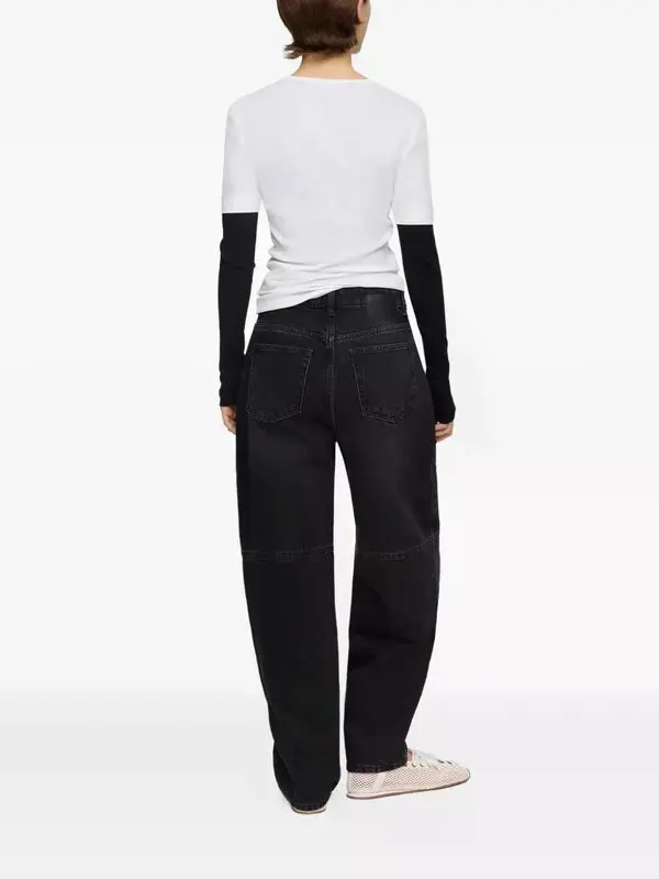 GANNI Mid-rise Barrel Leg Paneled Jeans - Black
