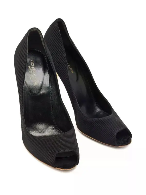 SERGIO ROSSI Peep-toe Pumps With Gold-tone Sculptural Heel