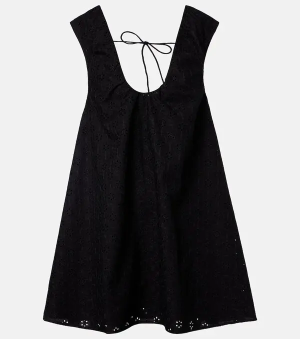 Faithfull The Brand Juana Broderie Anglaise Minidress - Black