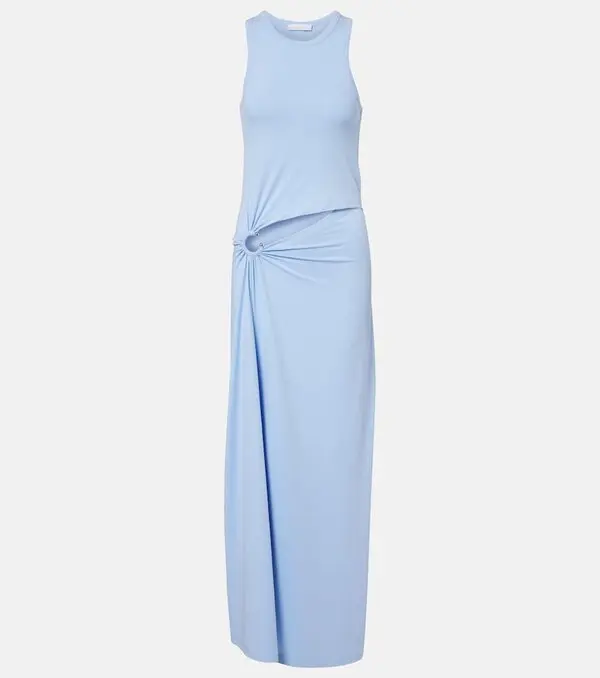 Rabanne Cutout Cotton-blend Maxi Dress - Blue