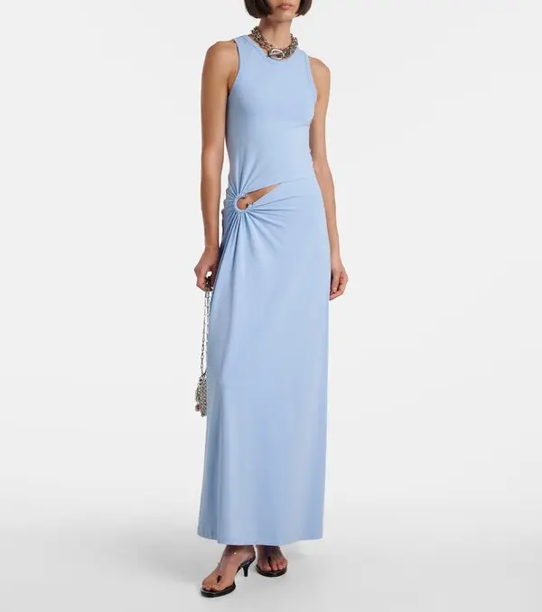 Rabanne Cutout Cotton-blend Maxi Dress - Blue