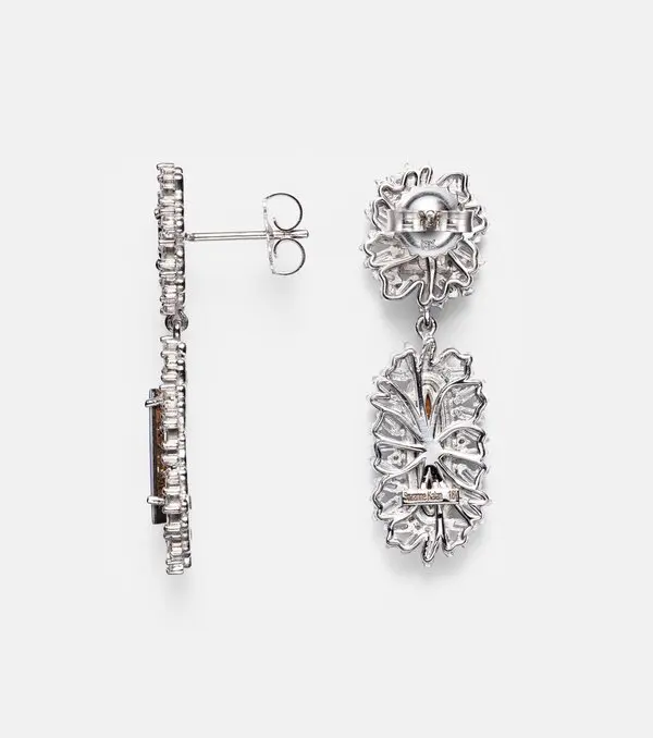 SUZANNE KALAN 18kt White Gold Opal, Sapphire, And Diamond Drop Earrings
