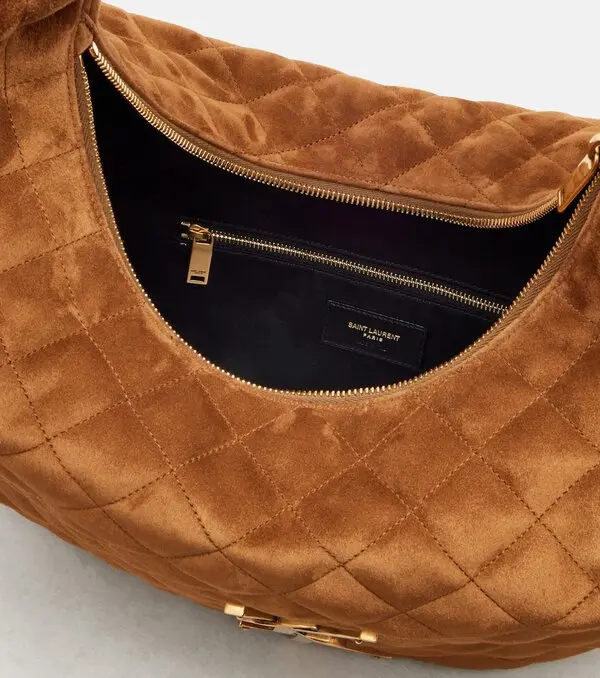 Saint Laurent Icare Medium Quilted Suede Shoulder Bag
