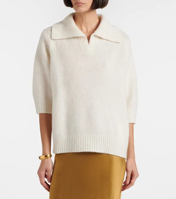 LISA YANG Lailai Cashmere And Silk Polo Sweater - White