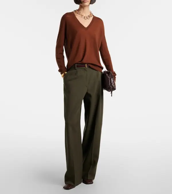 JOSEPH Cashmere V-neck Sweater In Cinnamon