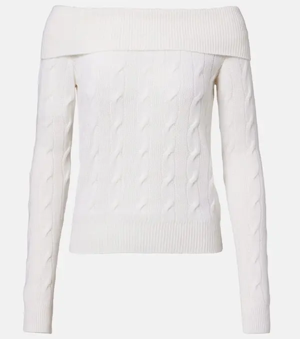 Ralph Lauren Cable-knit Off-shoulder Cashmere Sweater