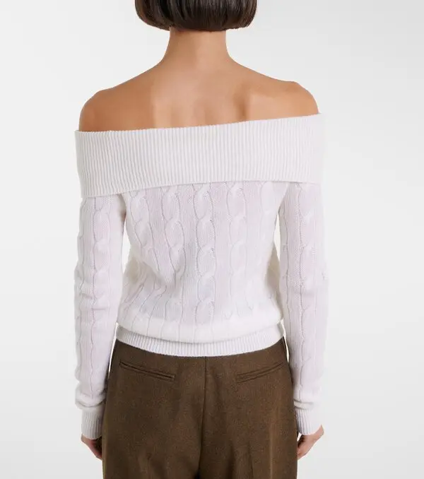 Ralph Lauren Cable-knit Off-shoulder Cashmere Sweater