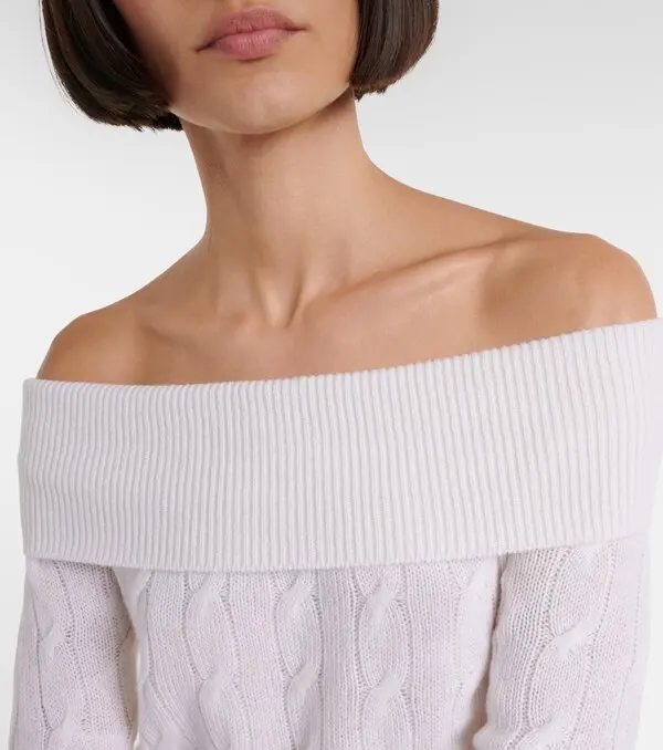 Ralph Lauren Cable-knit Off-shoulder Cashmere Sweater