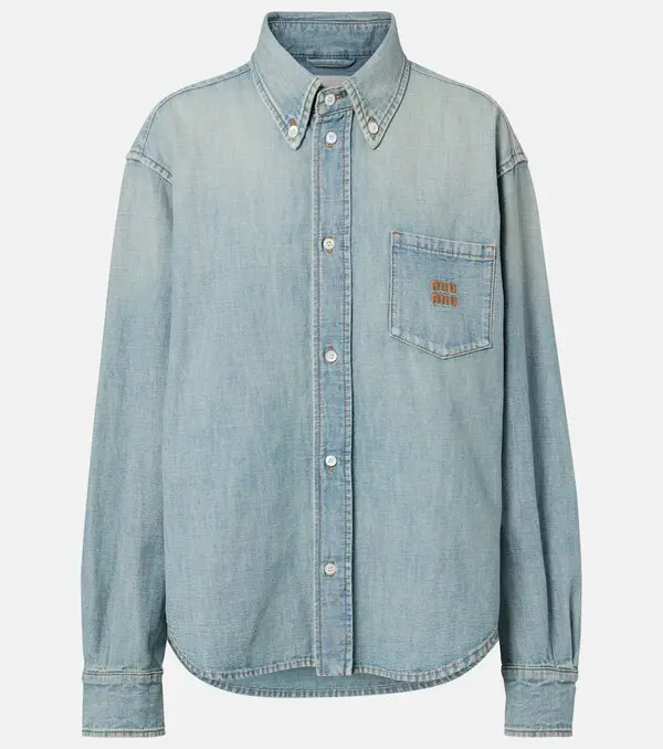 Miu Miu Chambray Logo Shirt - Blue