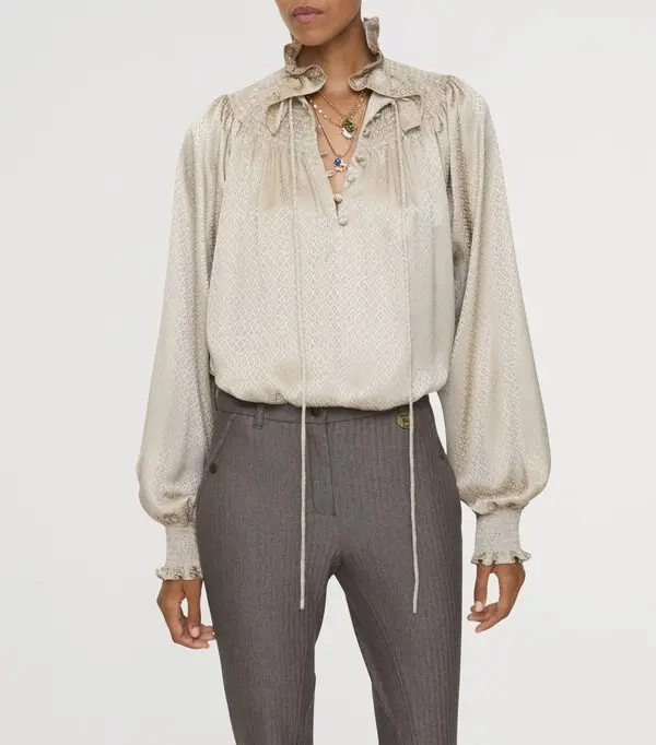 Burberry Silk Geometric Jacquard Blouse